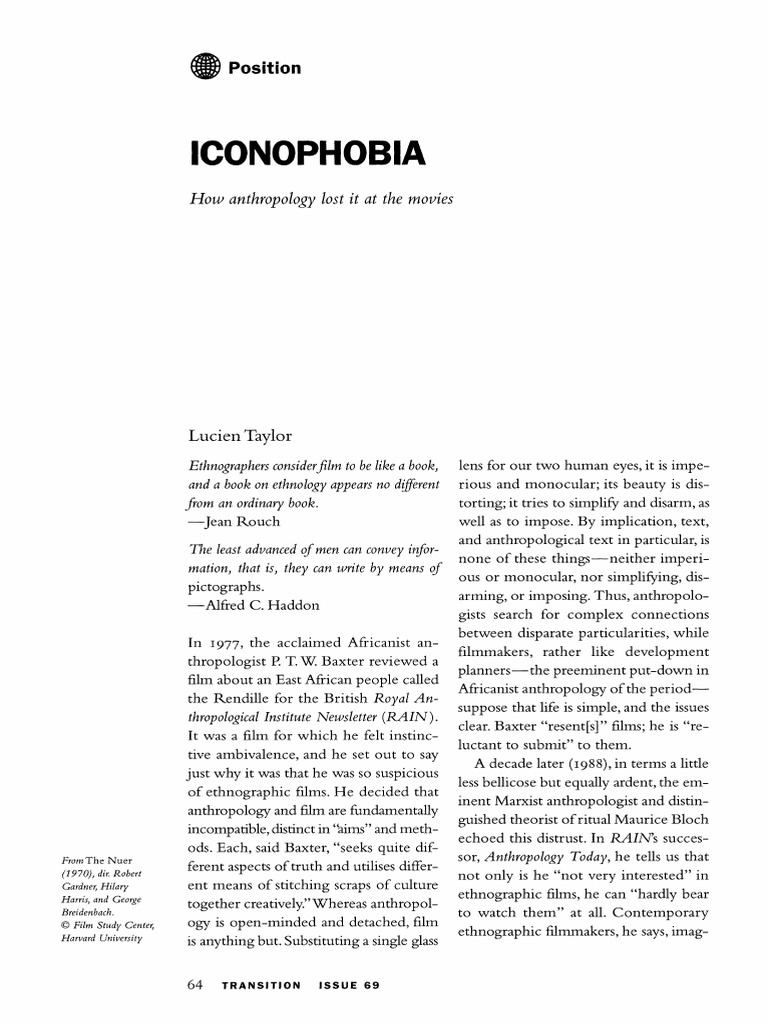 Iconophobia: (Position | PDF | Ethnography | Anthropology