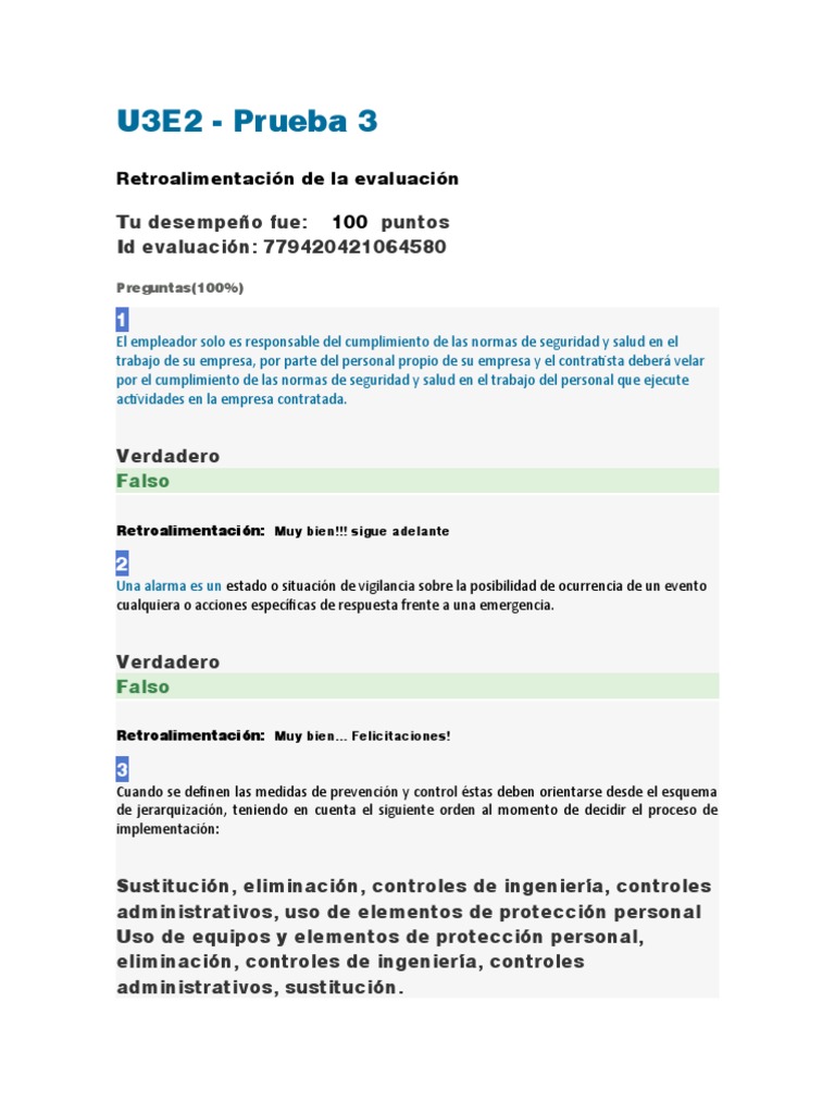 Evaluación U3E2 | PDF | Realimentación | Business