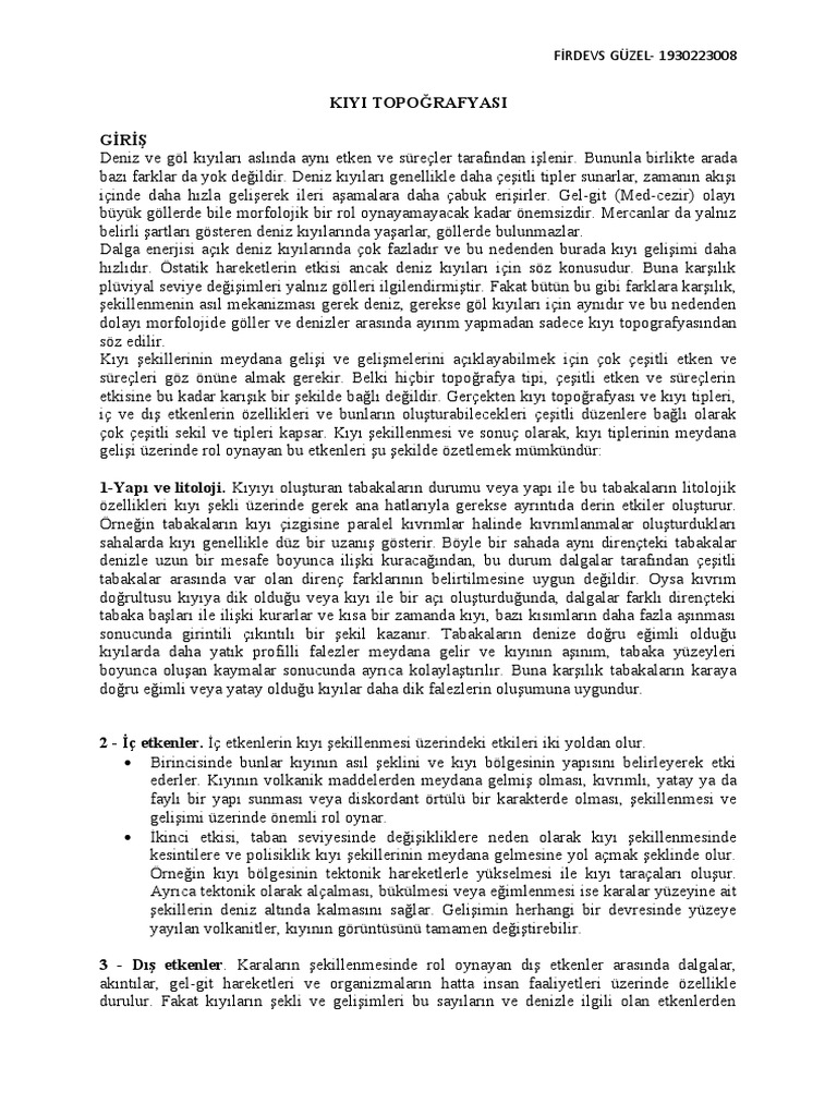 Kiyi Topografyasi | PDF
