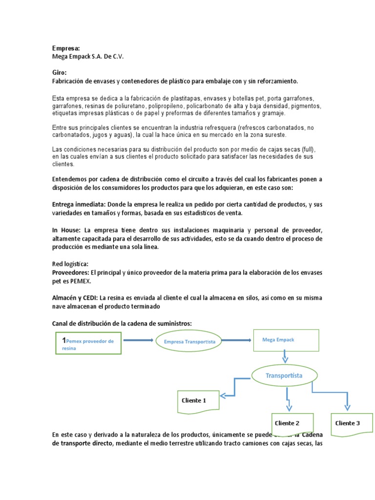 Distribución Eficiente en Mega Empack | PDF | Transporte | Cliente