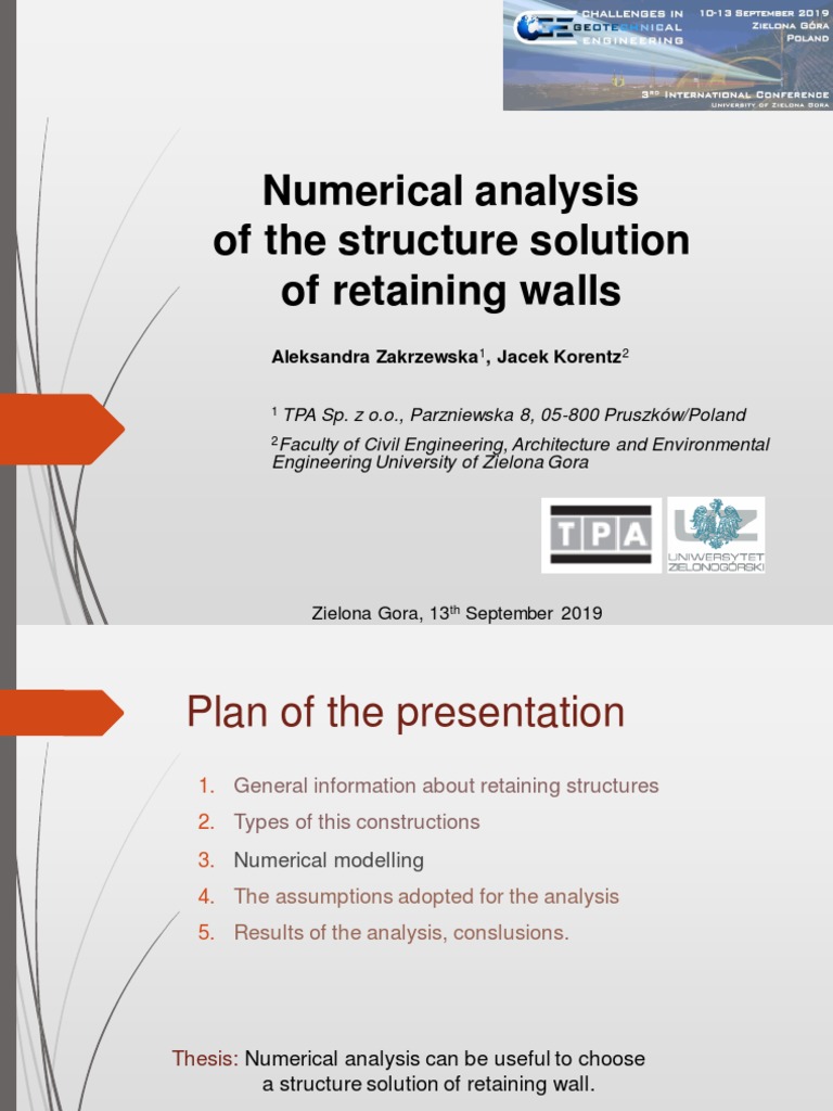 Numerical Analysis of The Structure Solution of Retaining Walls | PDF ...