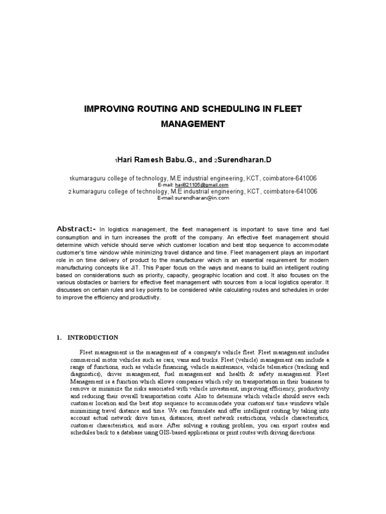 Fleet Management | PDF | Truck | Transport