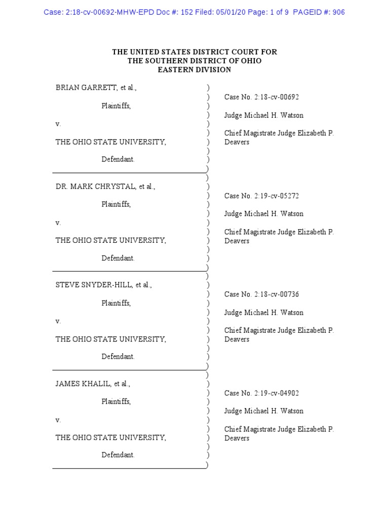Garrett Et Al v. The Ohio State University Motion For Miscellaneous ...