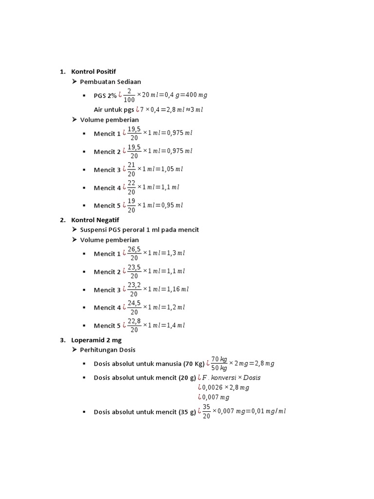 Perhitungan Logi Antidiare | PDF