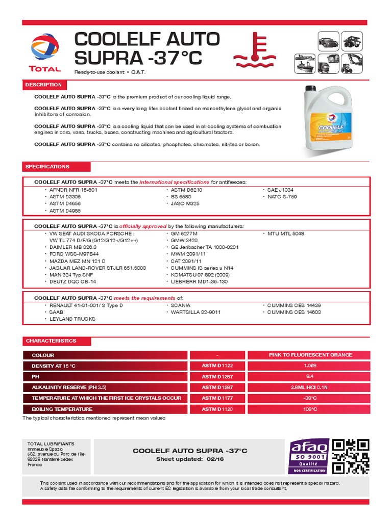 Coolelf Auto Supra 37C ENG PDS PDF | PDF | Coolant | Corrosion
