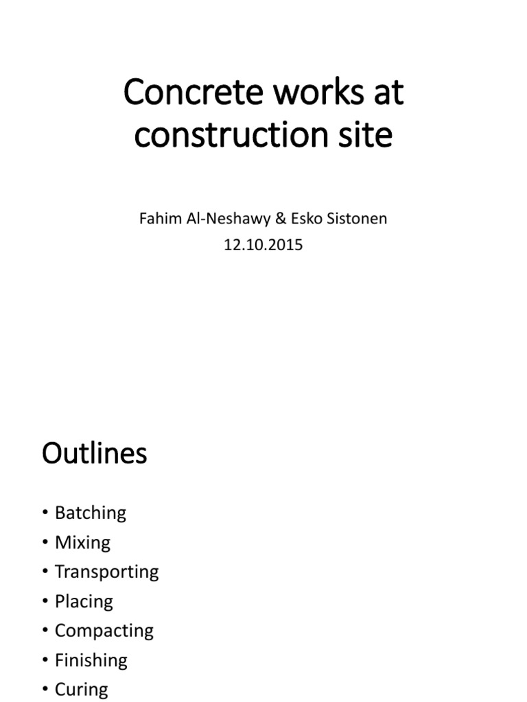 Concrete Works Construction Methodology | PDF | Concrete | Materials