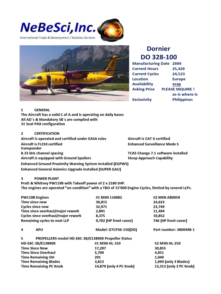 Dornier DO 328 100 T | PDF | Avionics | Aviation