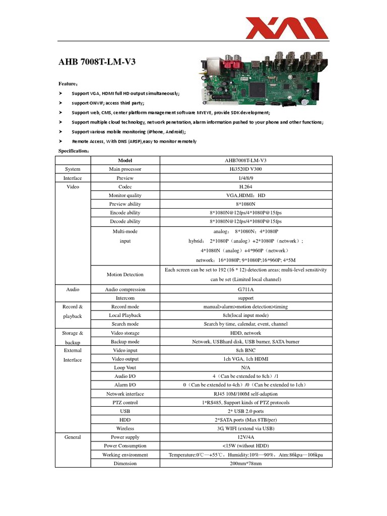 AHB 7008T-LM-V3 Network Camera Specification Sheet - An Overview of ...
