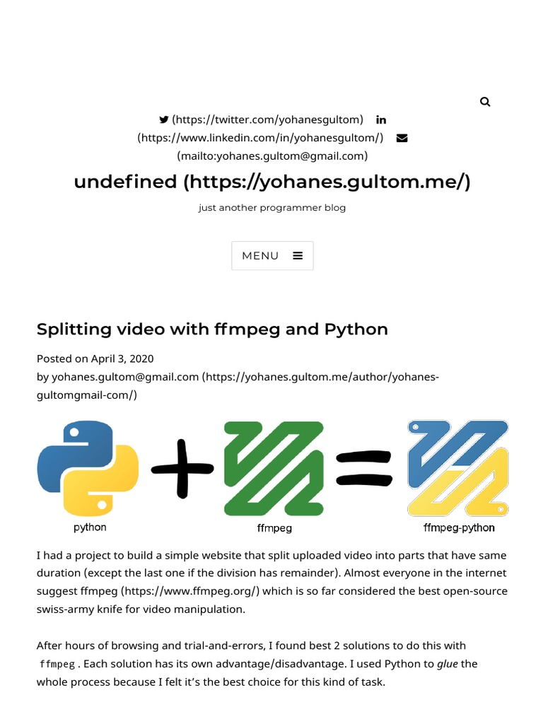 Splitting Video With Ffmpeg and Python | PDF | Computing | Software ... Splitting Video With Ffmpeg and Python | PDF | Computing | Software ...