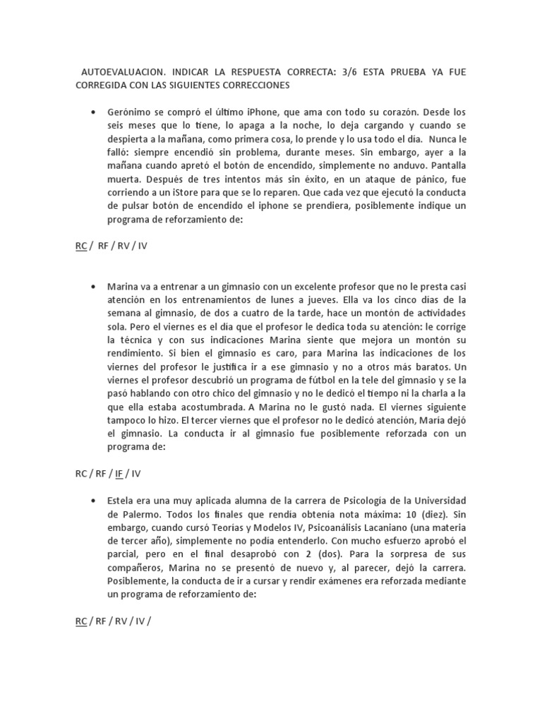 Autoeval. Corregida Refuerzos e Intervalos | PDF | Extinción | Razón