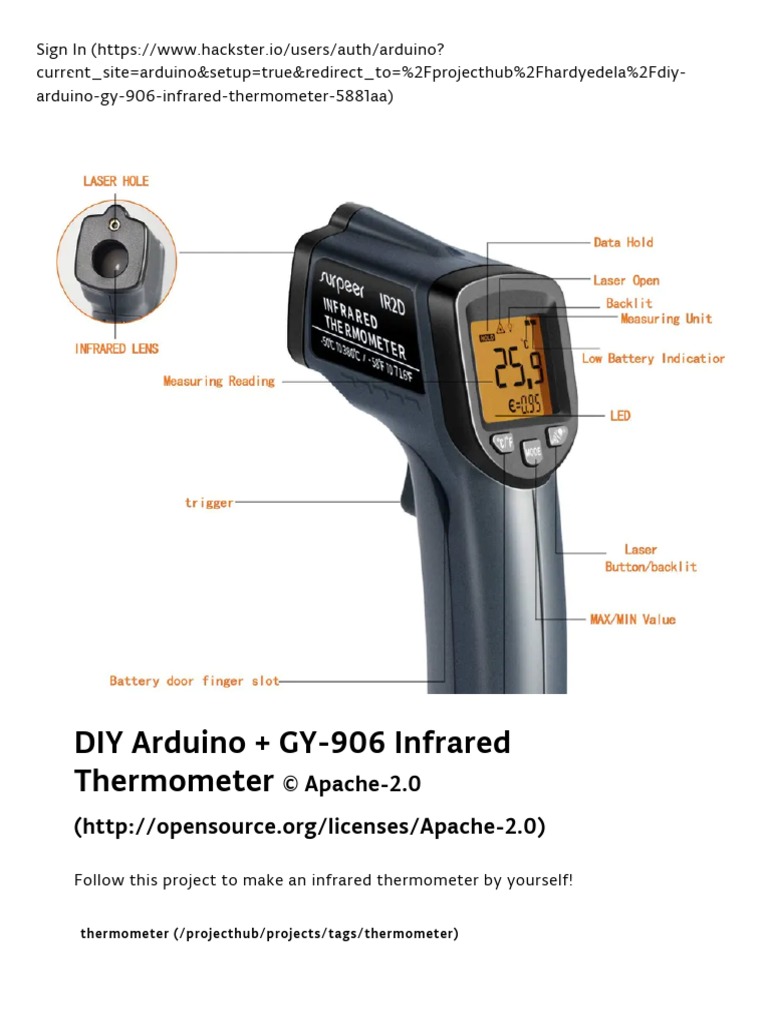 DIY Arduino + GY-906 Infrared Thermometer - Arduino Project Hub | PDF ...