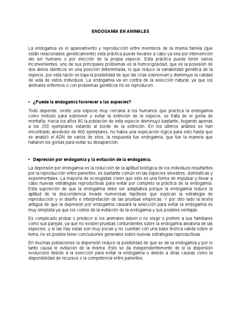 Endogamia en Animales | PDF | Endogamia | Extinción