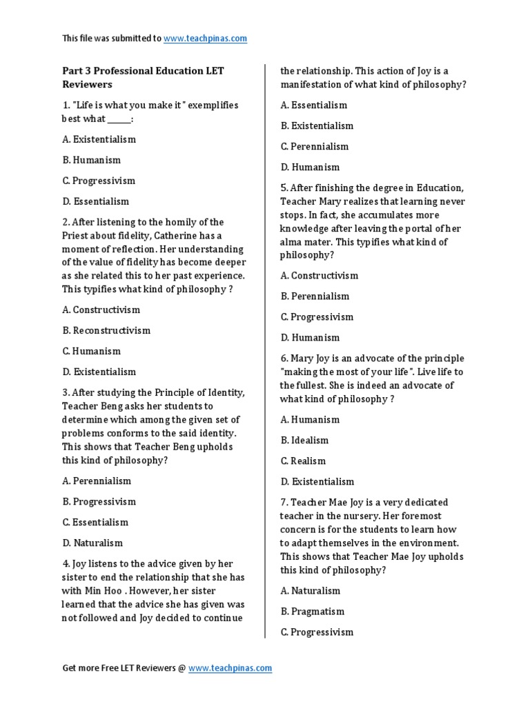 Part 3 Professional Education | PDF | Idealism | Philosophy Of Education