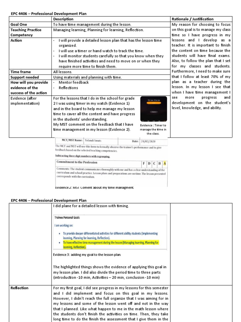 EPC 4406 - Professional Development Plan Description Rationale ...