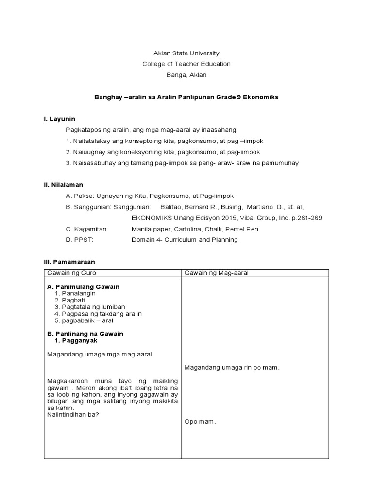 Grade 9 Pag Iimpok | PDF
