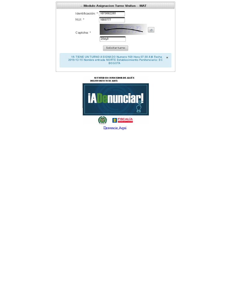 Modulo Asignacion Turno Visitas - MAT | PDF