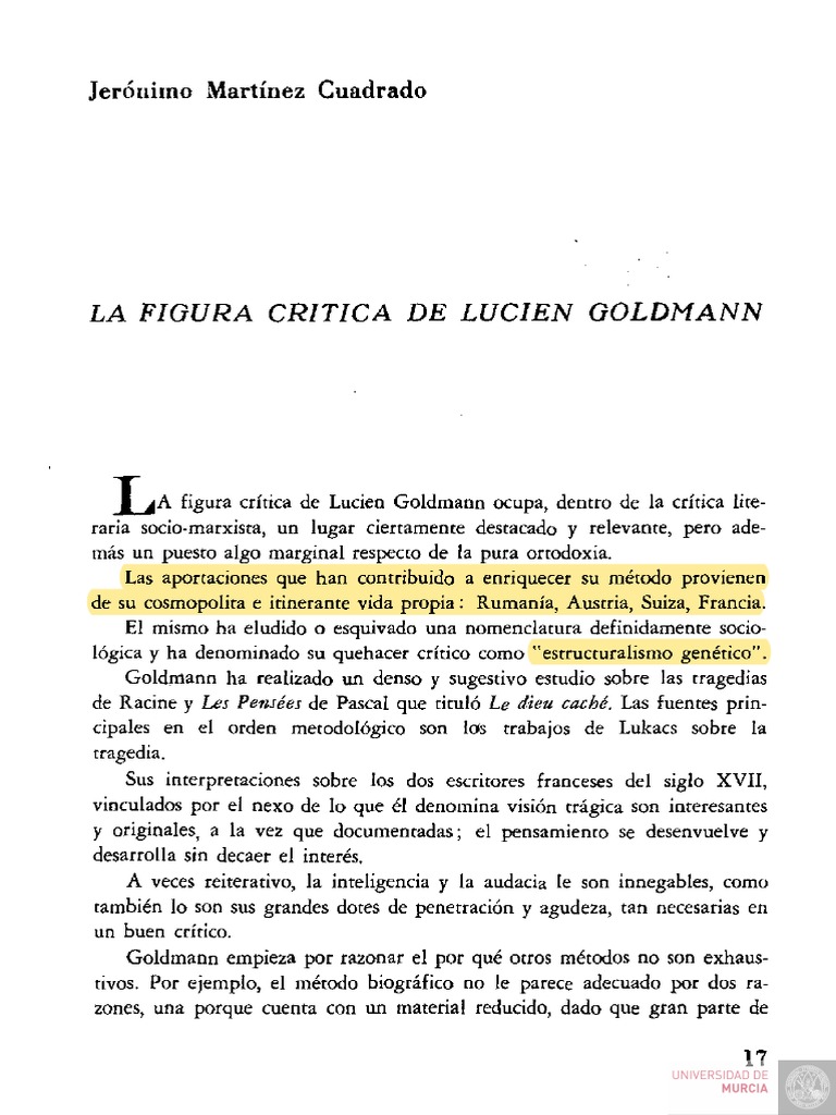 3 La Figura Critica de Lucien Goldmann | PDF | Dialéctico | Sociología