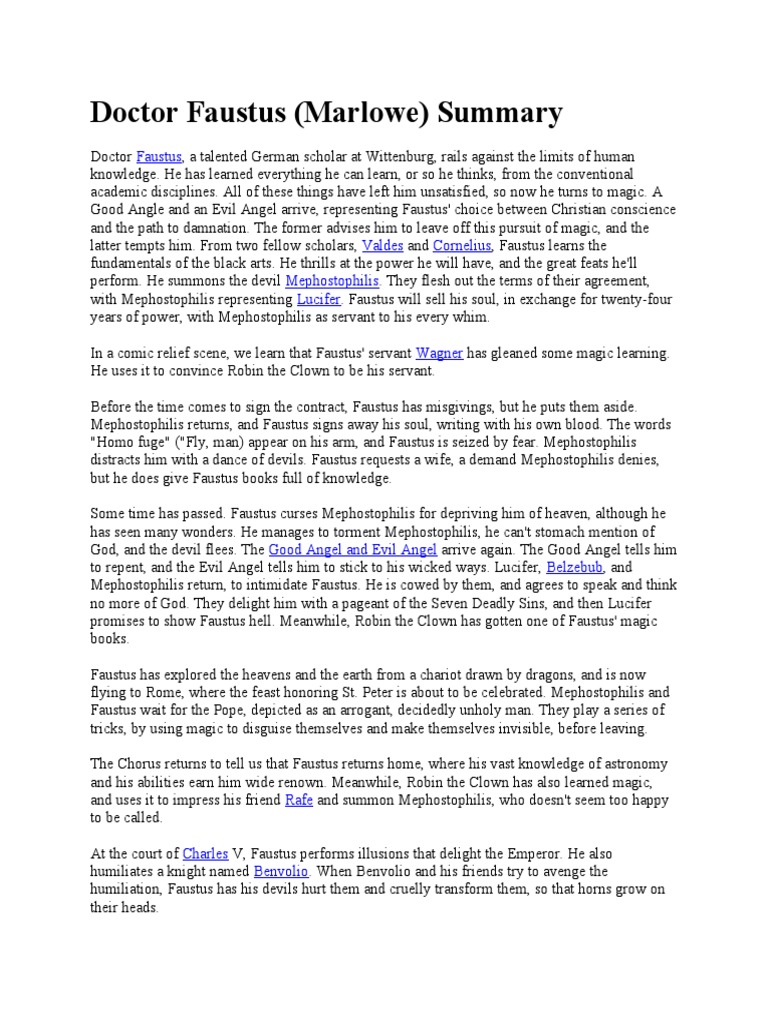Doctor Faustus (Marlowe) Summary | PDF | Adam And Eve | Adam