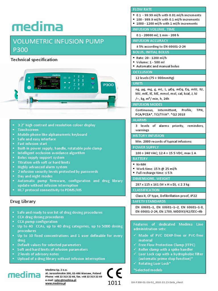 Volumetric Infusion Pump P300: Technical Specification | PDF ...