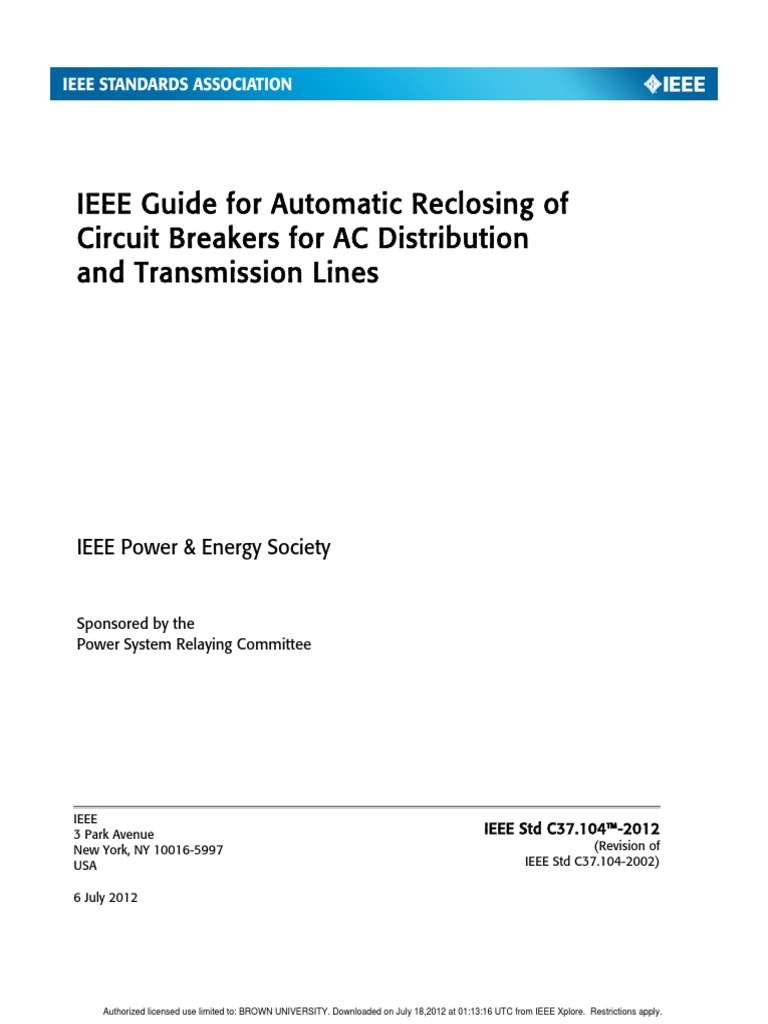 Ieee Auto Reclose PDF | Download Free PDF | Relay | Institute Of ...