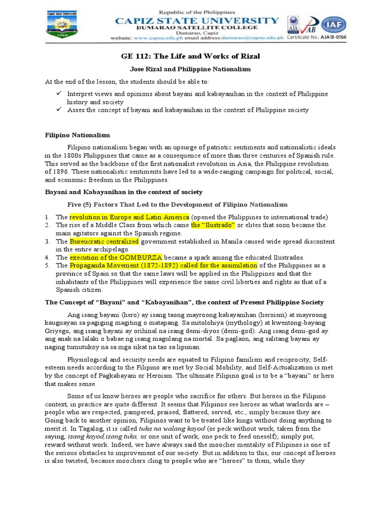 Handouts in LAWOR | PDF | Philippines | Nationalism