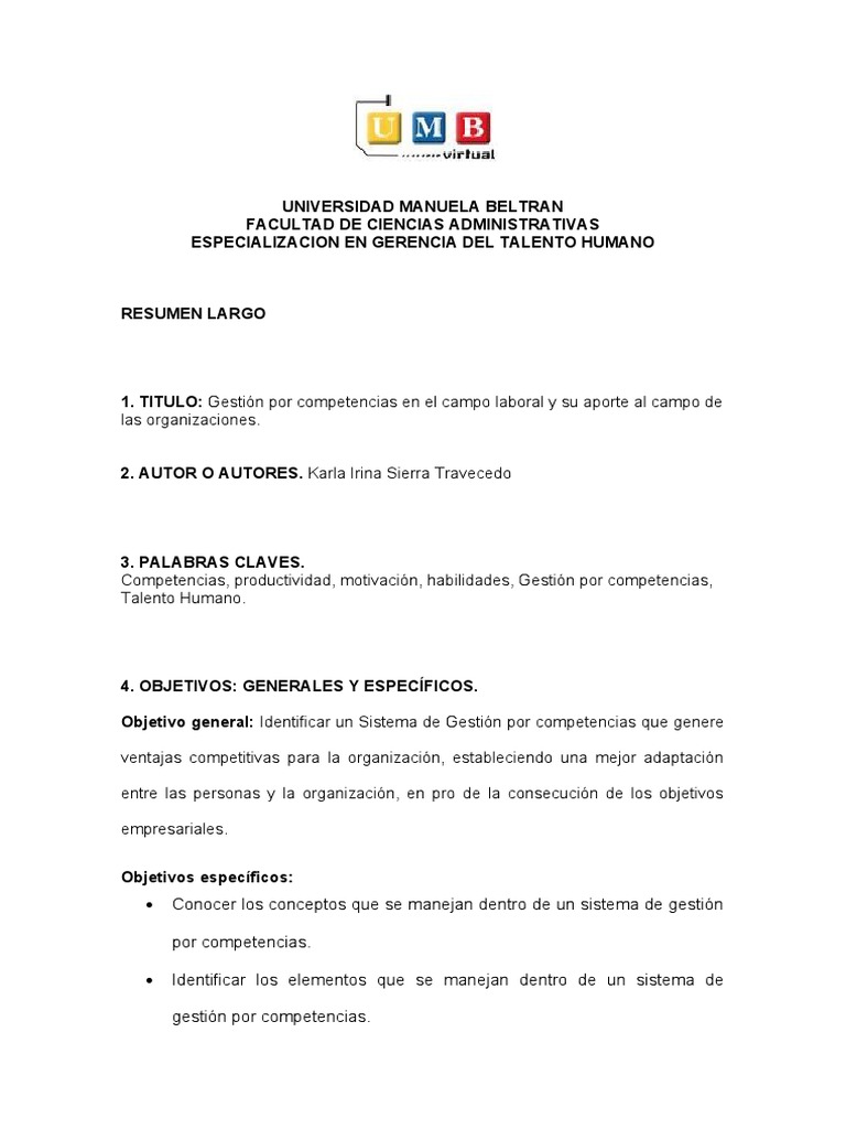 Modelo Resumen Corto y Largo | PDF | Gestión de recursos humanos | Business