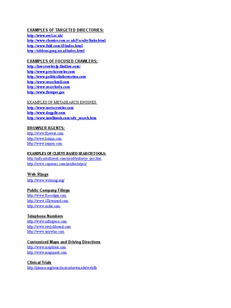 Examples of Targeted Directories | PDF