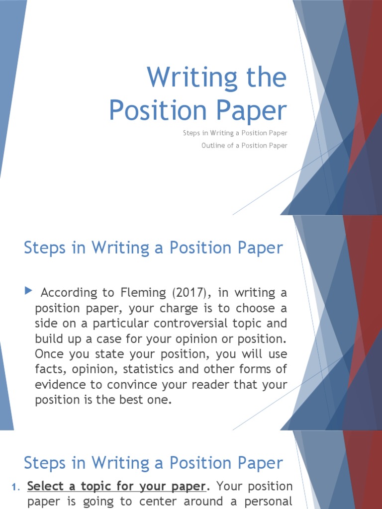 Steps in Writing A Position Paper Outline of A Position Paper ...