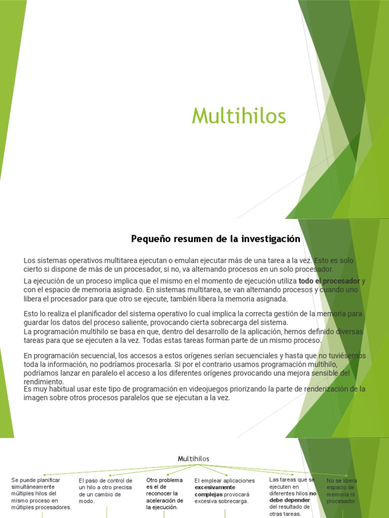 Multihilos | PDF | Hilo (Computación) | Proceso (Computación)