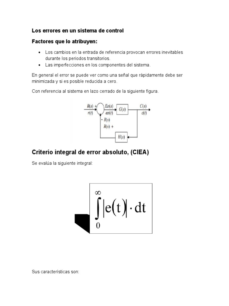 Criterio Integral de Error Absoluto, (CIEA) | PDF