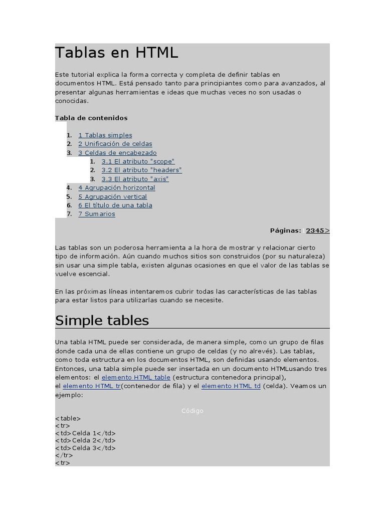 Ejemplo1 Tablas | PDF | HTML | Color