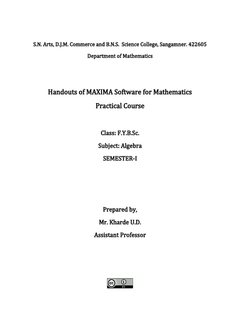 Handouts of Maxima Software For Mathematics Practical | PDF | Set ...