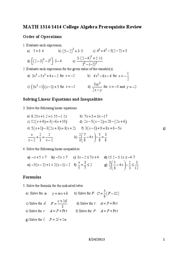 MATH 1314-1414 College Algebra and College Algebra For Precalculus ...
