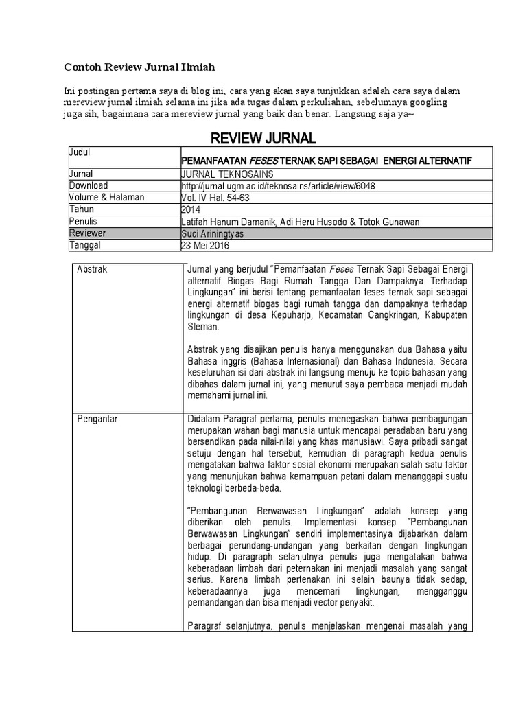 Contoh Review Jurnal Ilmiah | PDF | Kesehatan Holistik
