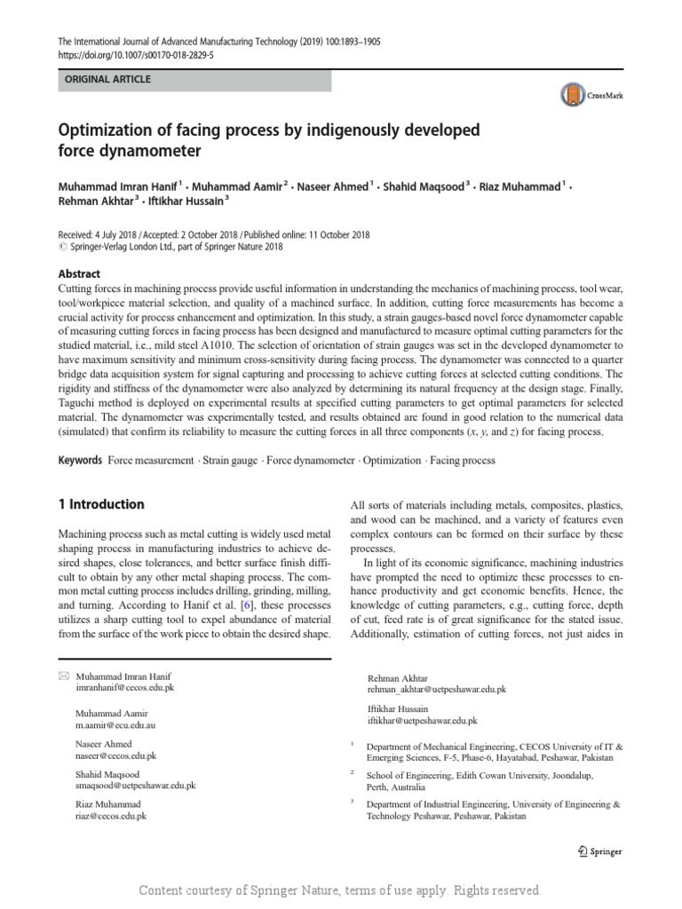 Optimization of Facing Process by Indigenously Dev | PDF ...