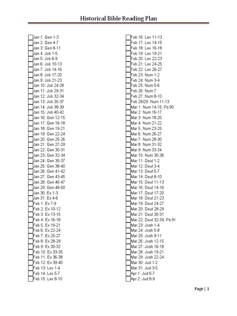 Historical Bible Reading Schedule | PDF | New Testament Content | Paul ...