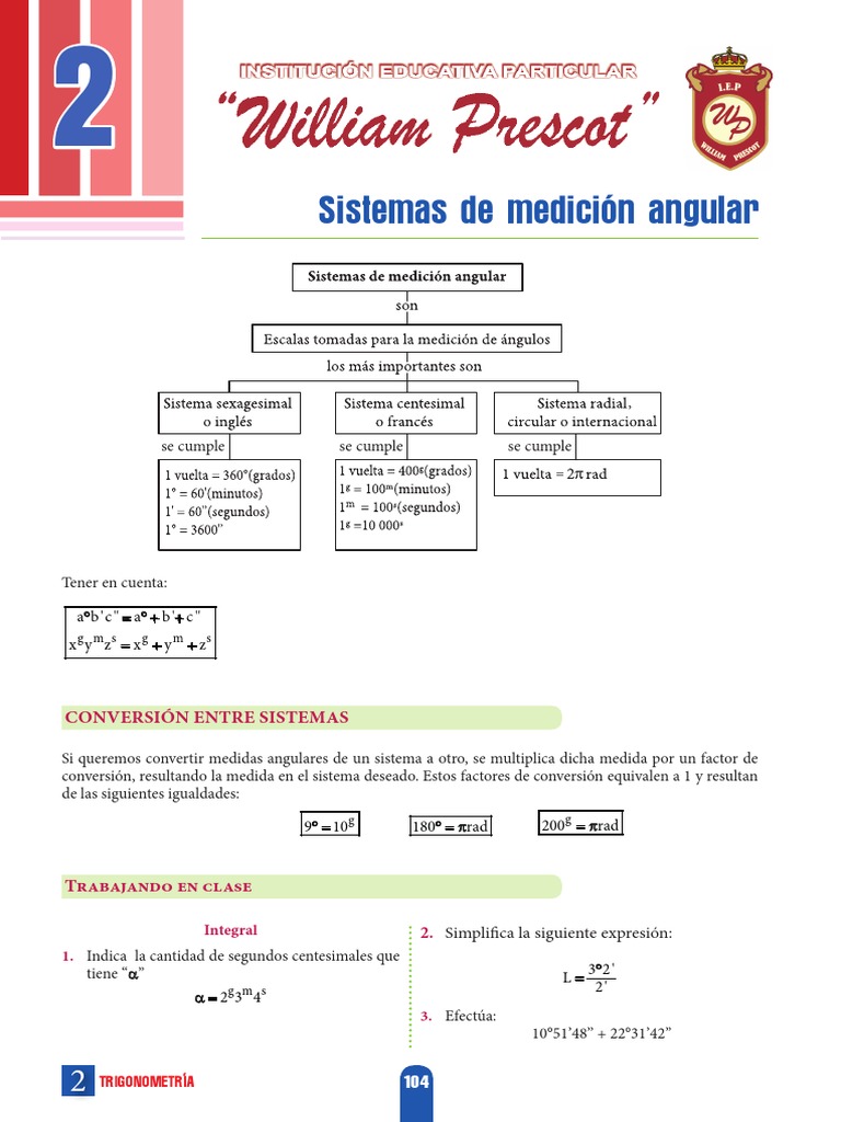 T - 4°año - S2 - Sistema de Medicion Angular | PDF | Medida Geométrica ...