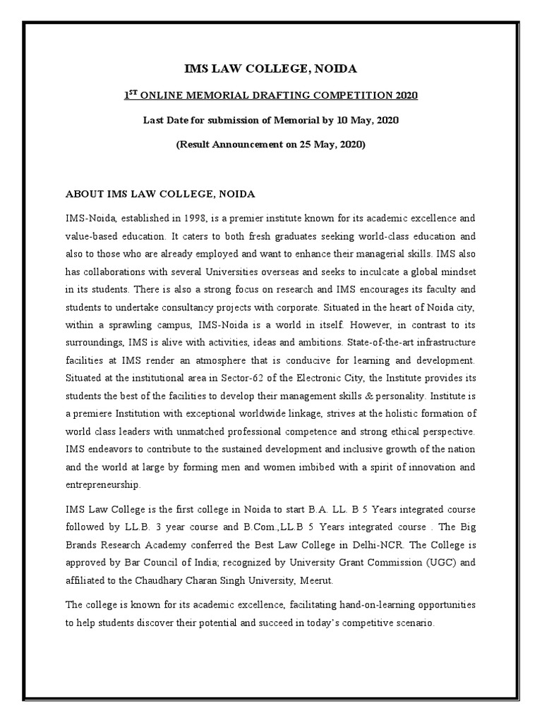 Memorial Drafting Competition 2025 | PDF | Public Law | Government ...