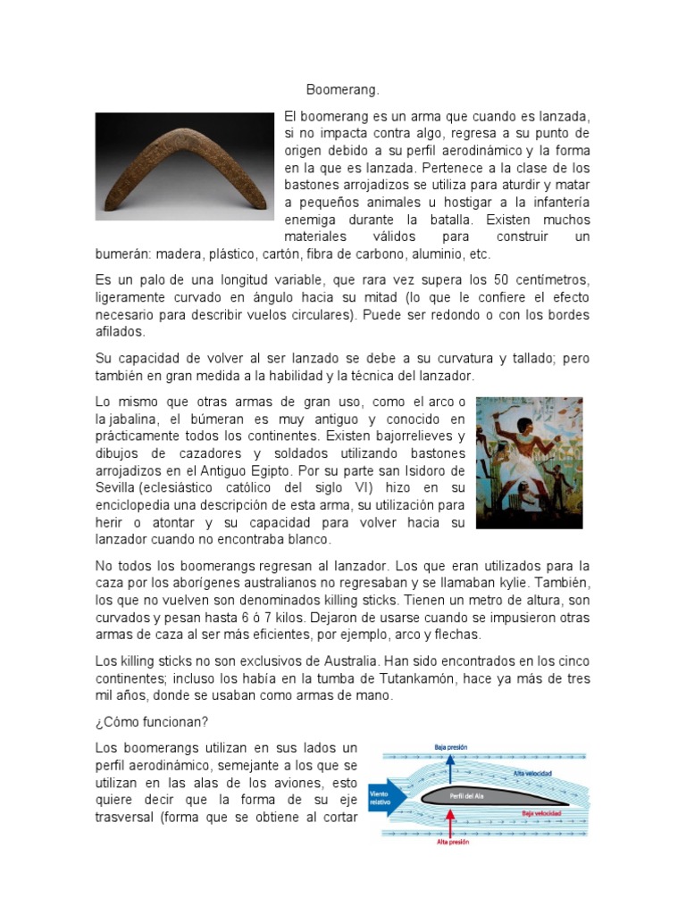 Boomerangs: Historia y Funcionamiento | PDF | Naturaleza