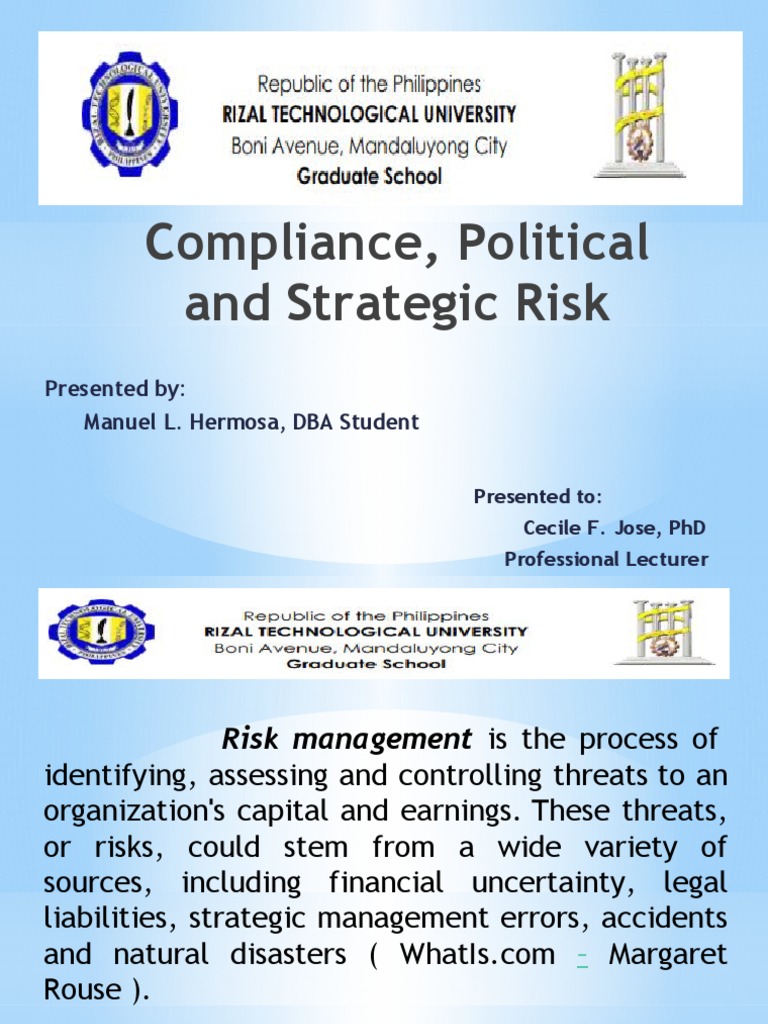 Compliance, Political and Strategic Risk | PDF | Regulatory Compliance ...
