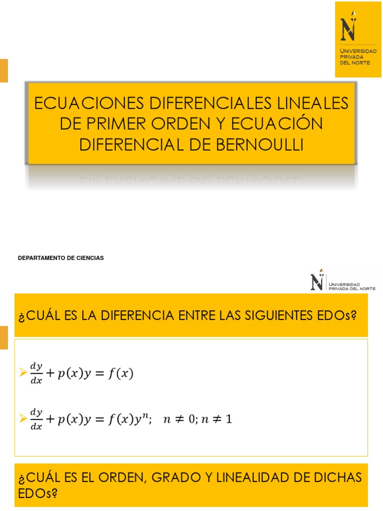 S13 PPT13 Edo Lineal Bernoulli PDF | PDF | Ecuaciones diferenciales | Ecuaciones