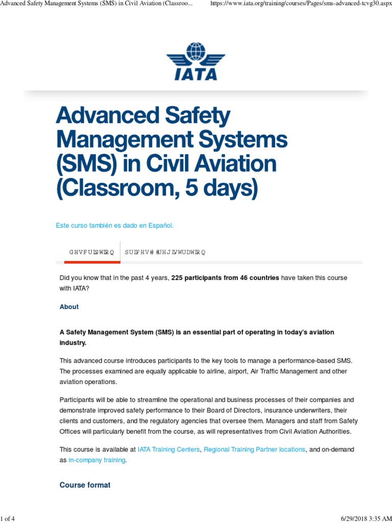 Advanced Safety Management Systems (SMS) in Civil Aviation (Classroom ...