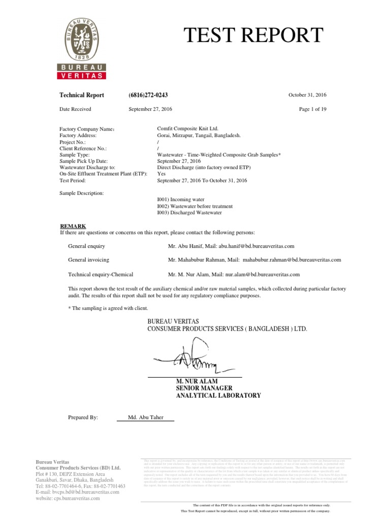 ZDHC Test Report PDF | PDF | Water Quality | Wastewater