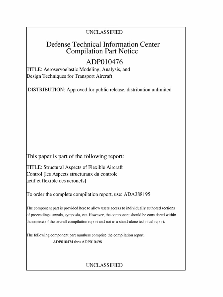 Aeroservoelastic Modeling Analysis And Design Techniques Pdf Pdf Eigenvalues And