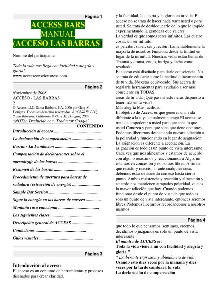 Manual Access Bars - Español PDF | PDF | Vida | Mente