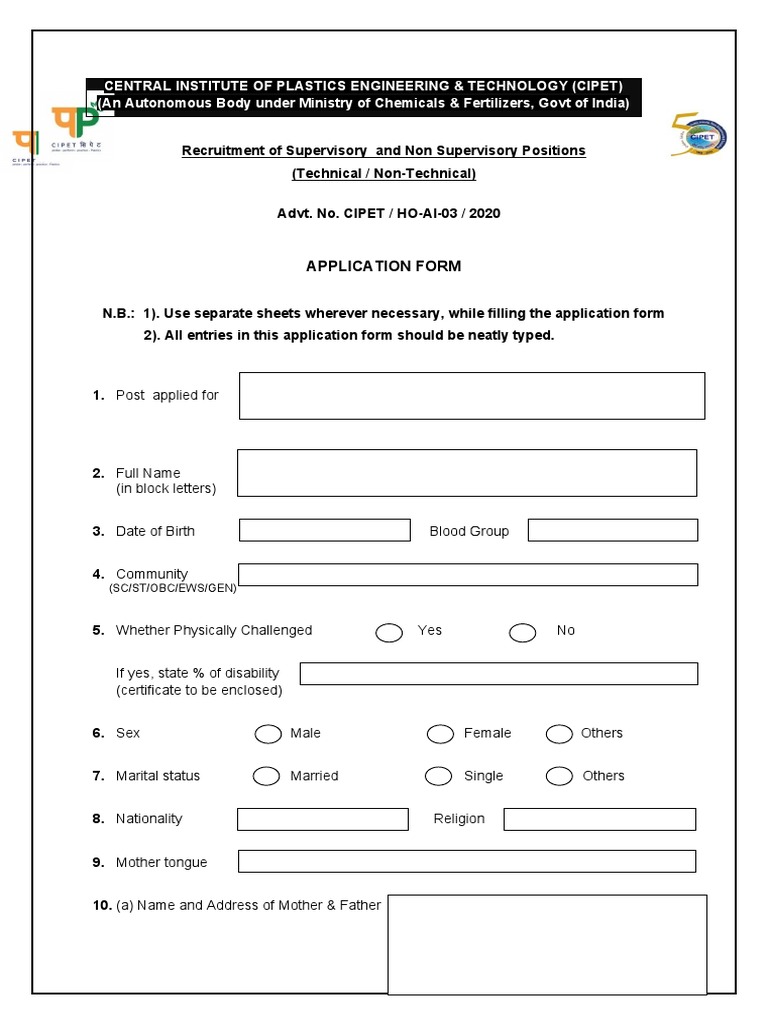 Central Institute of Plastics Engineering & Technology (Cipet) (An ...