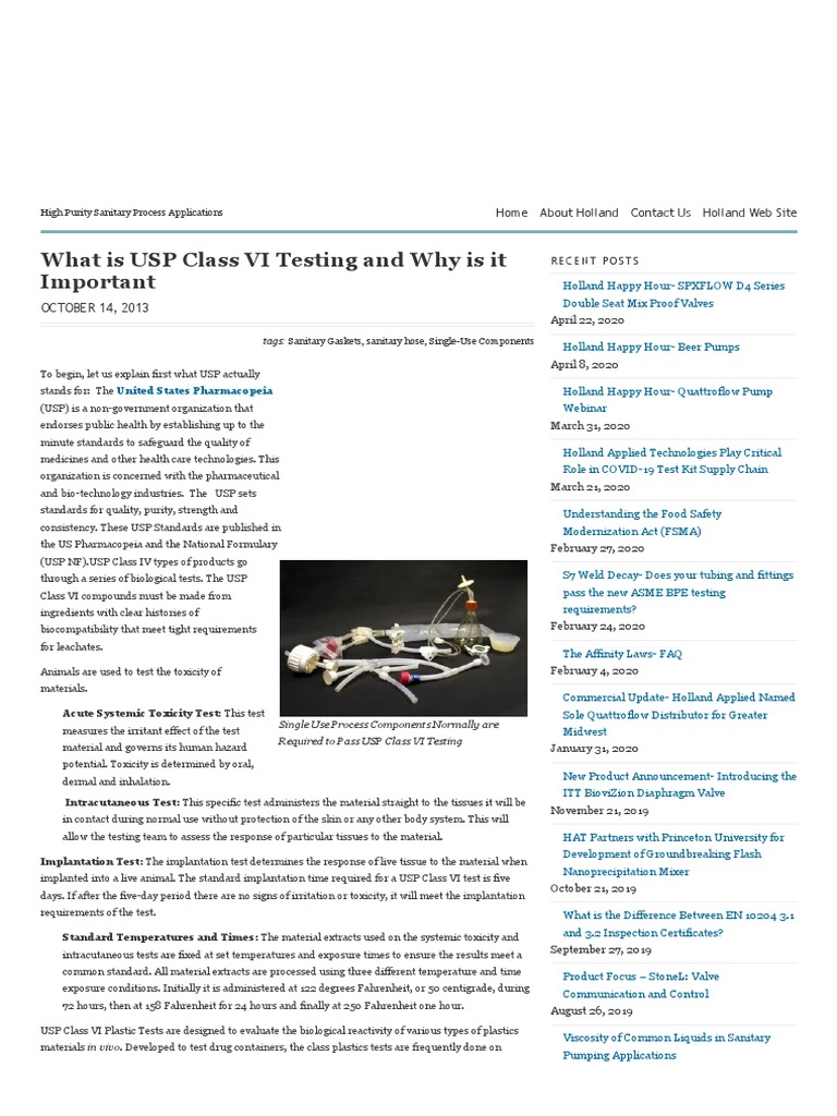 What Is USP Class VI Testing and Why Is It Important - Holland Applied ...
