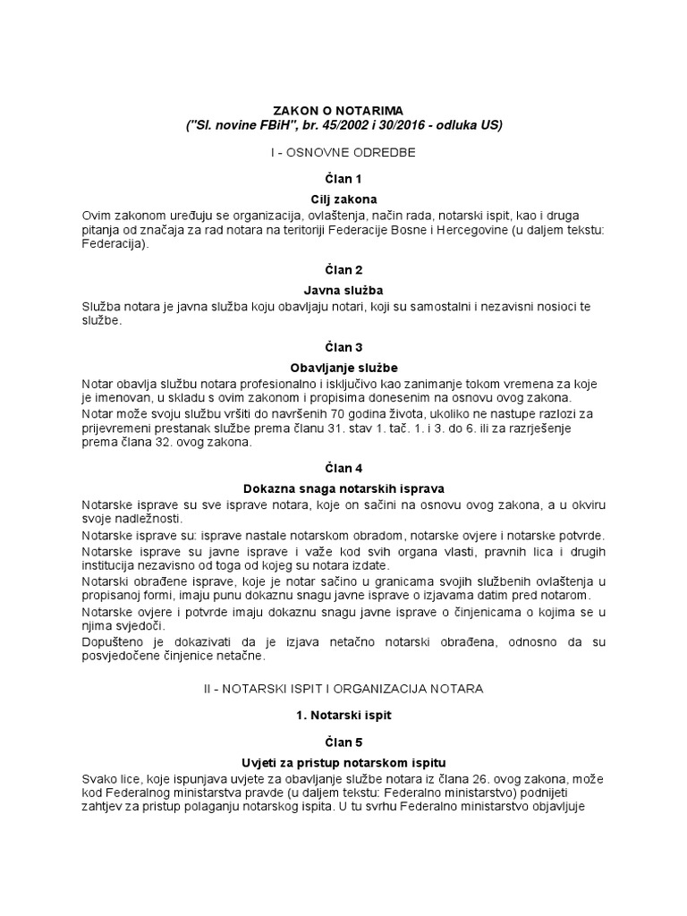 Zakon o Notarima | PDF