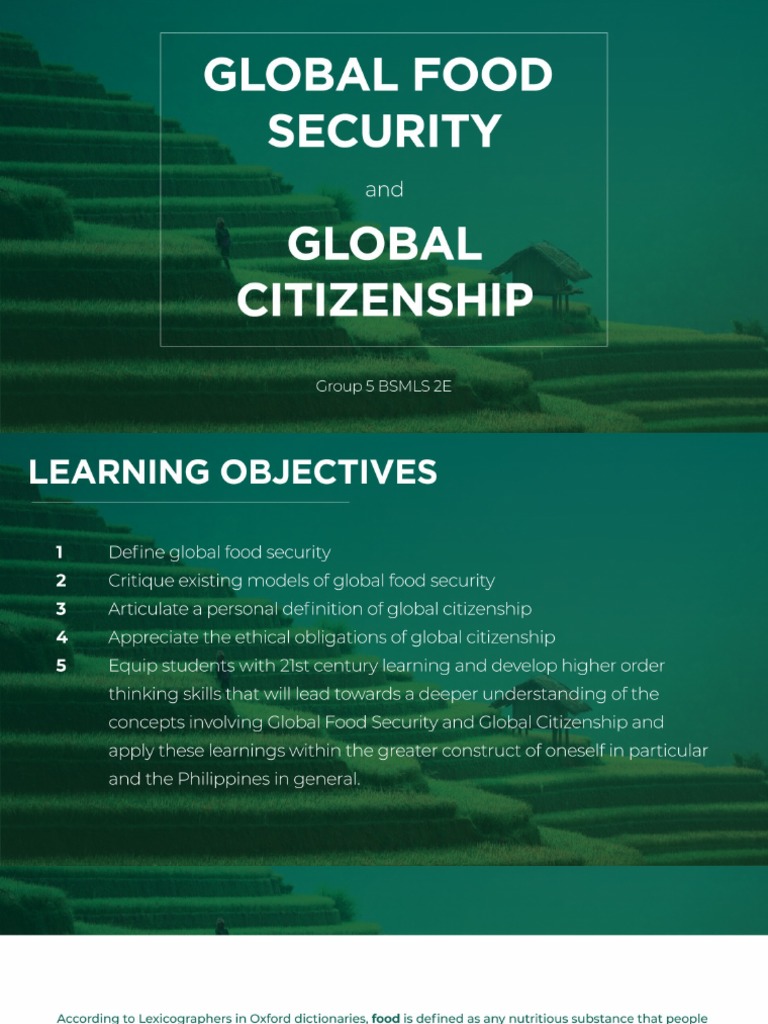 Chapter 13 - Global Food Security and Global Citizenship | PDF