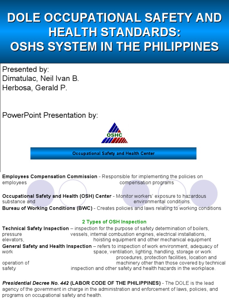 CHE181 - DOLE OSHS Summary | PDF | Occupational Safety And Health | Safety